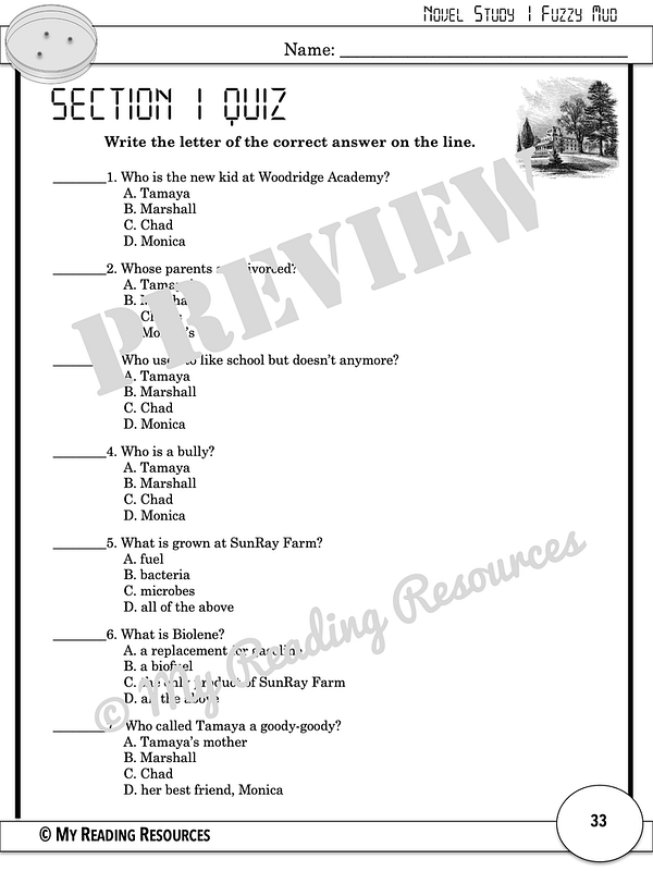 Fuzzy Mud Novel Study - My Reading Resources