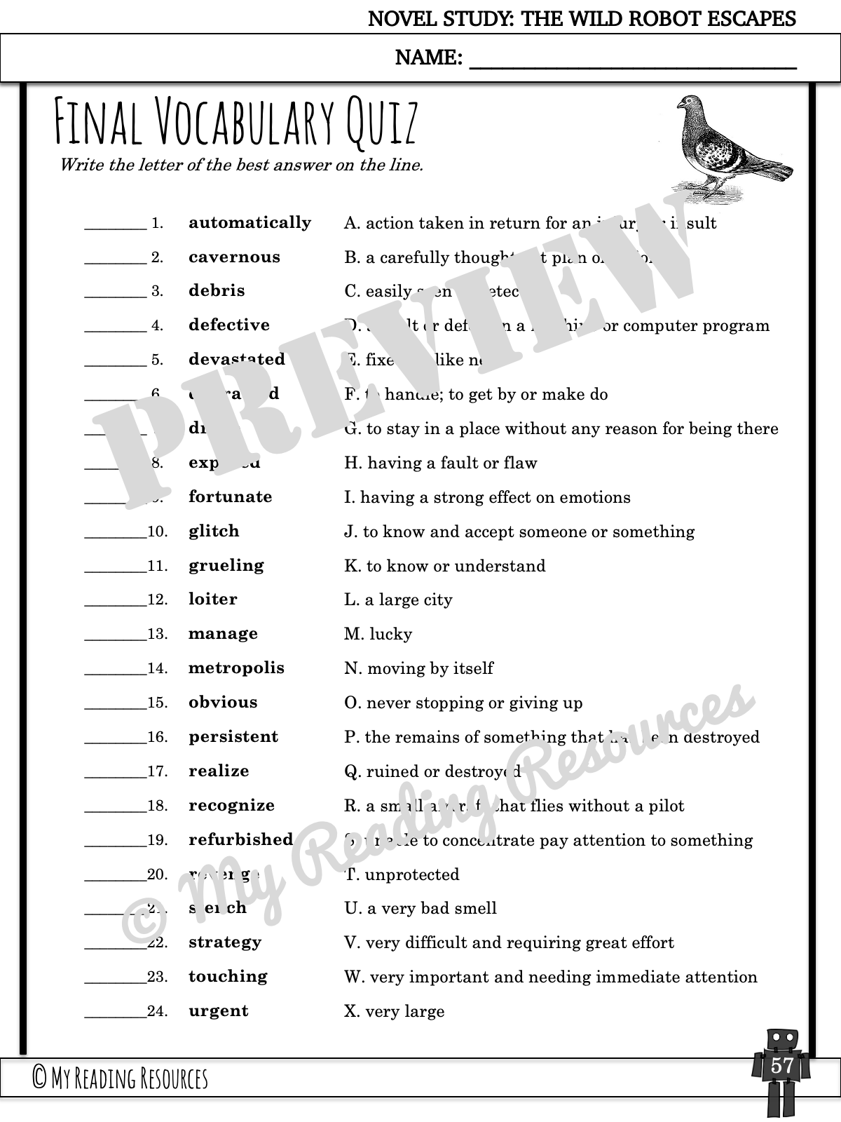 The Wild Robot Escapes Novel Study - My Reading Resources
