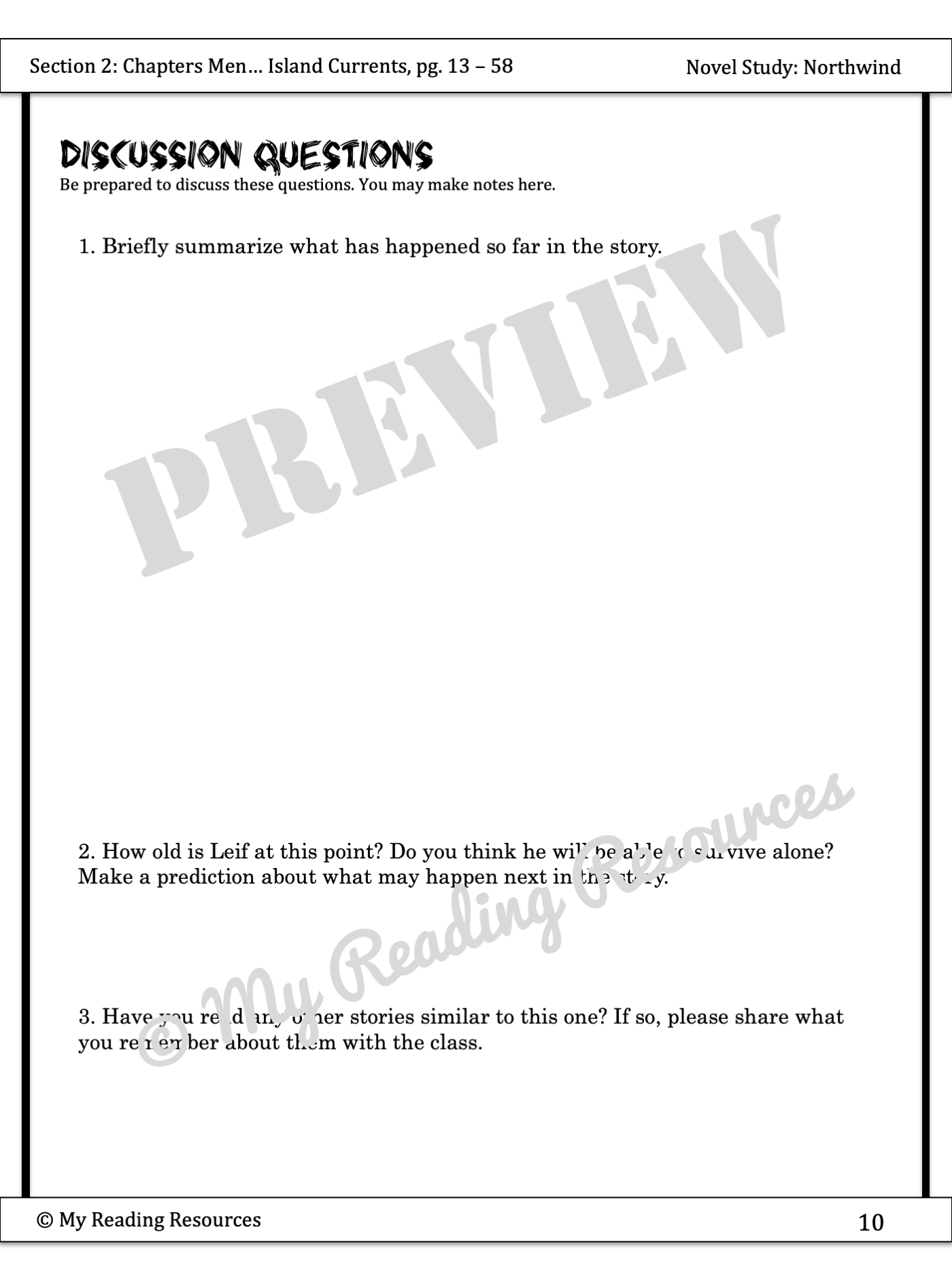 Northwind Student Worksheet Packet - My Reading Resources