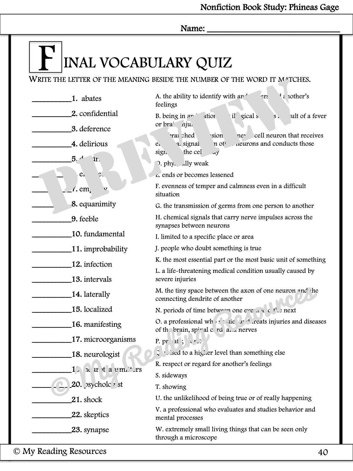 Phineas Gage Nonfiction Book Study - My Reading Resources