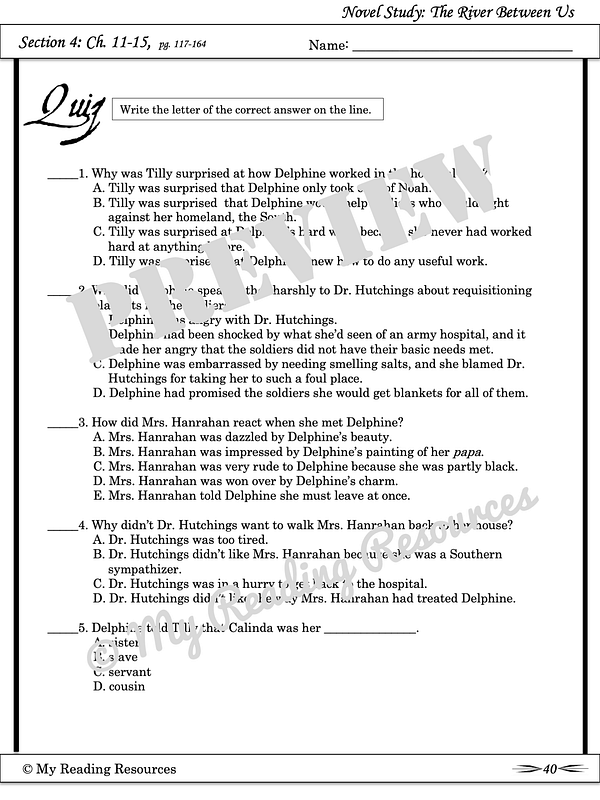 The River Between Us Novel Study - My Reading Resources