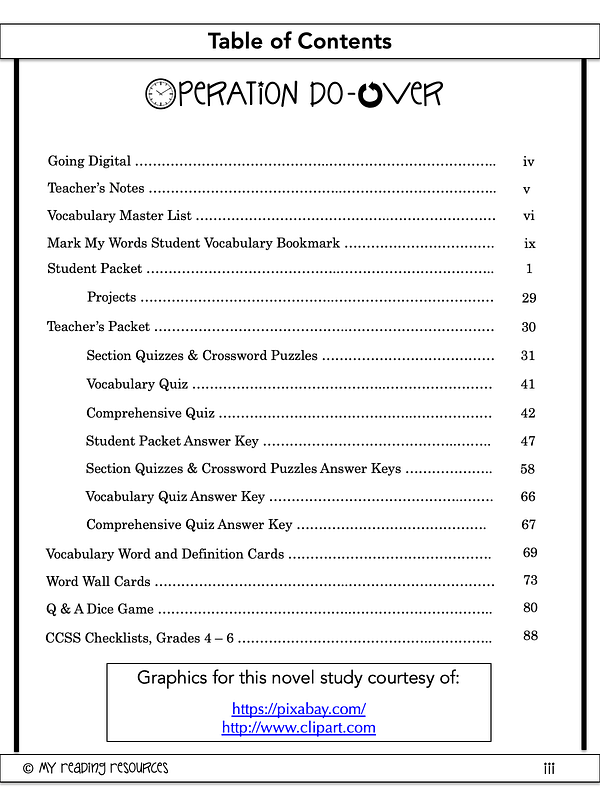 Operation Do-Over Novel Study - My Reading Resources