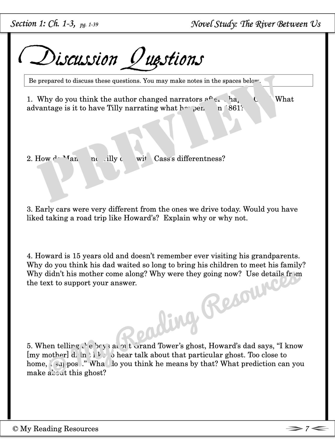 The River Between Us Novel Study - My Reading Resources