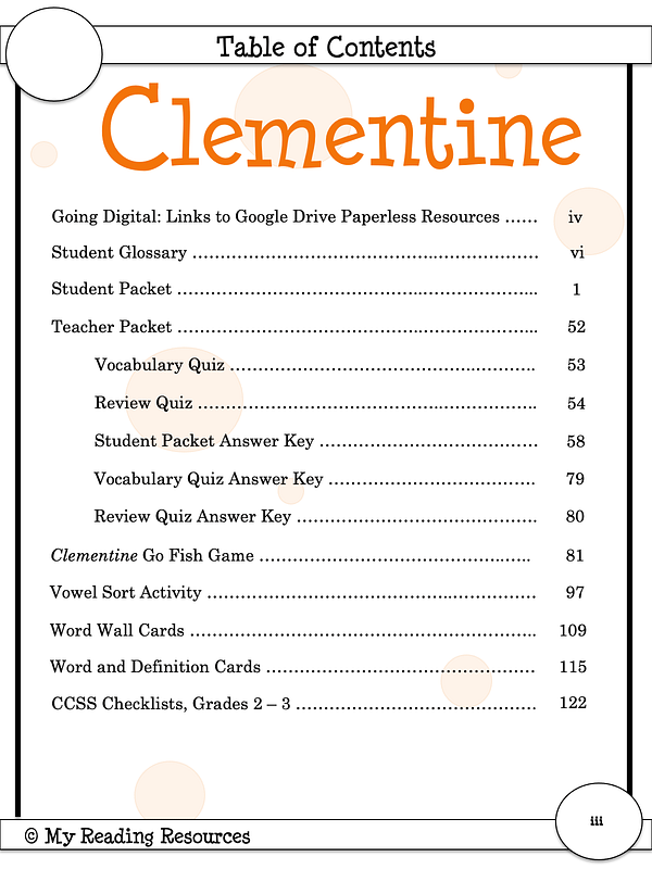 Clementine Novel Study - My Reading Resources