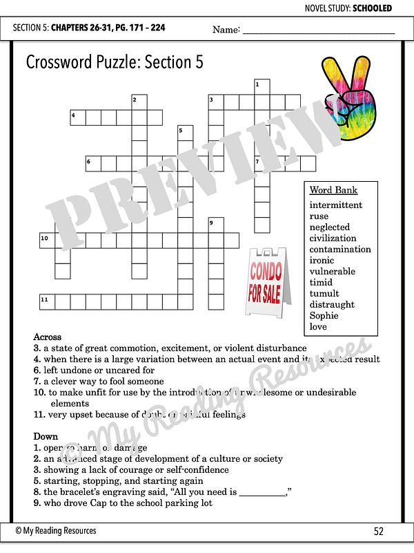 Schooled Section Quizzes & Crossword Puzzles - My Reading Resources