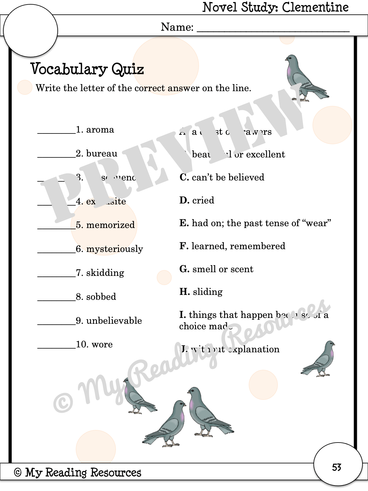 Clementine Novel Study - My Reading Resources