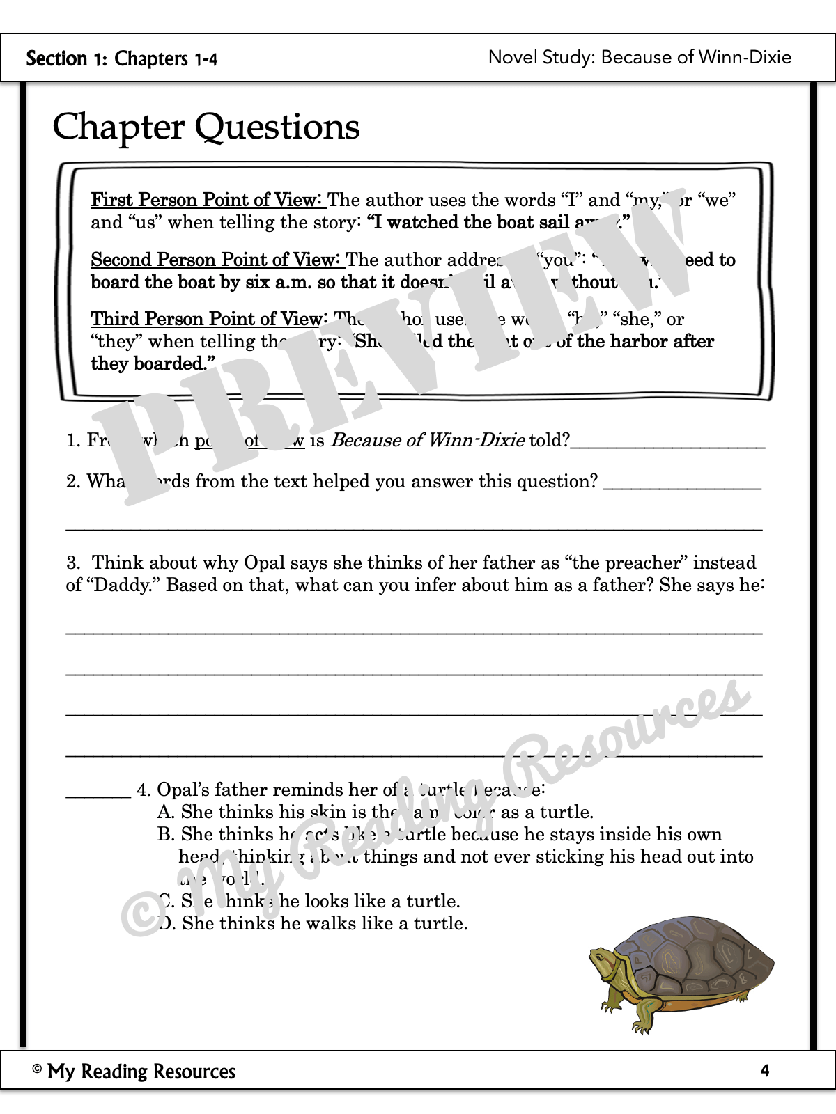 Because of Winn-Dixie Novel Study - My Reading Resources