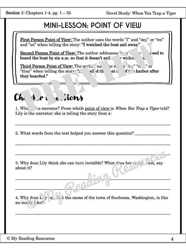 When You Trap a Tiger Novel Study - My Reading Resources