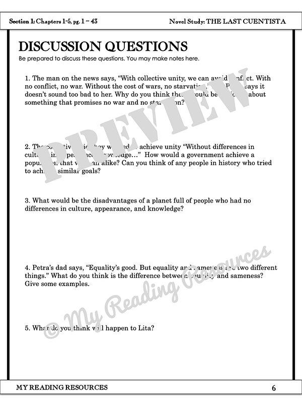 The Last Cuentista Novel Study - My Reading Resources