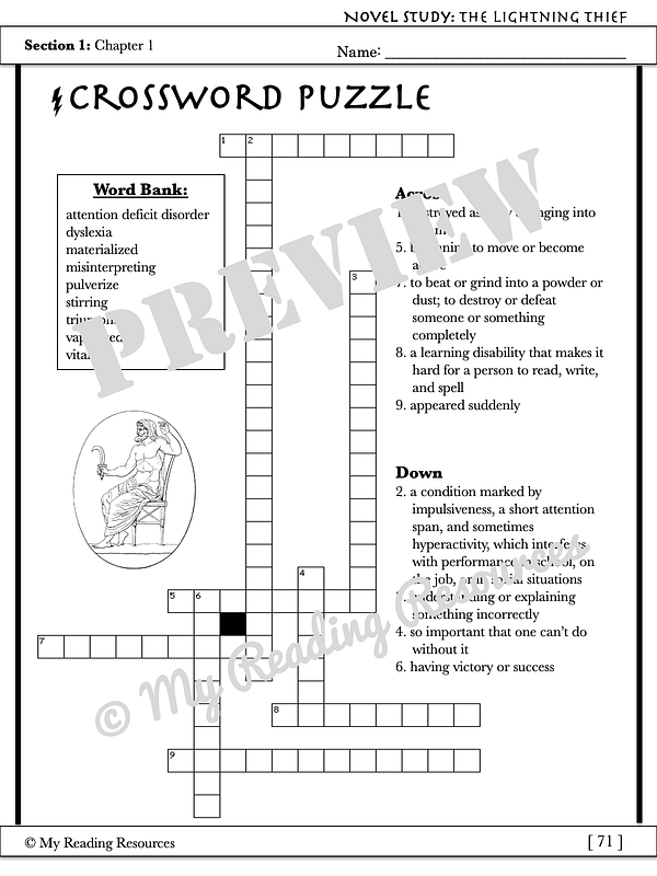 Percy Jackson and the Olympians: The Lightning Thief Novel Study - My ...