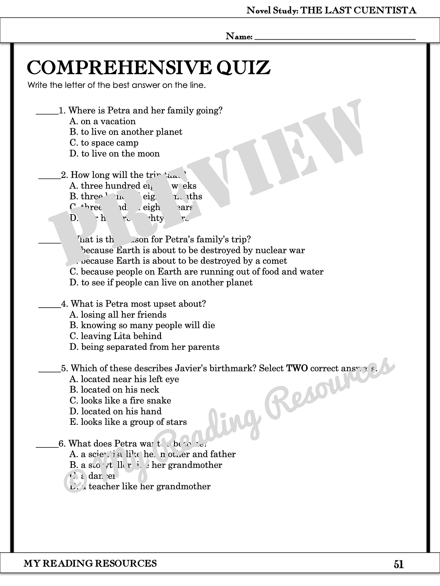 The Last Cuentista Novel Study - My Reading Resources