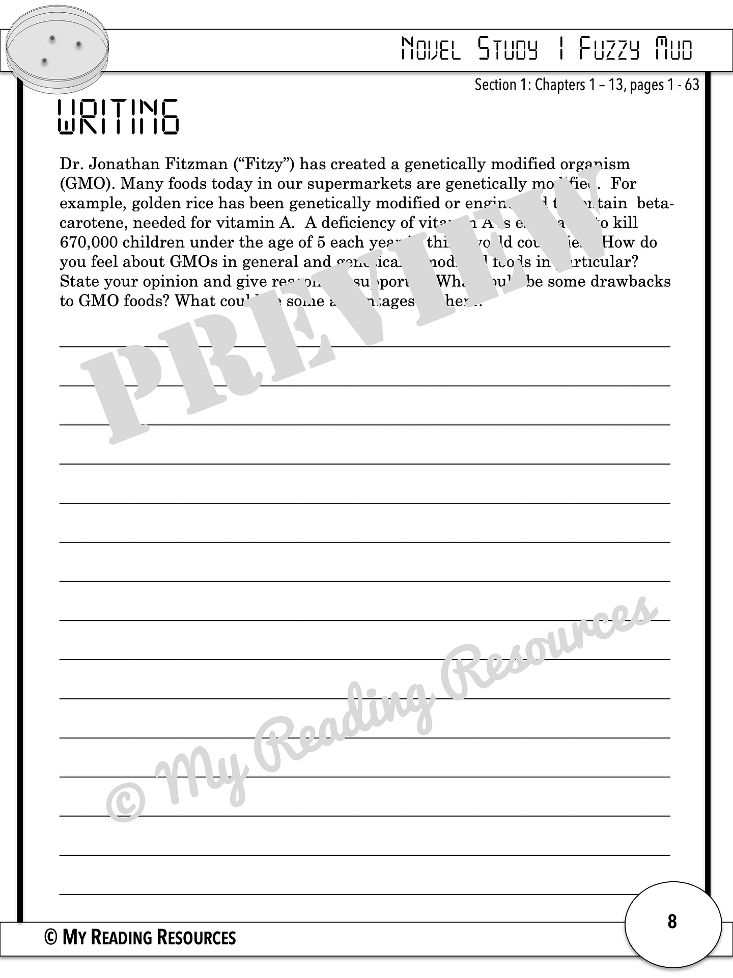 Fuzzy Mud Novel Study - My Reading Resources