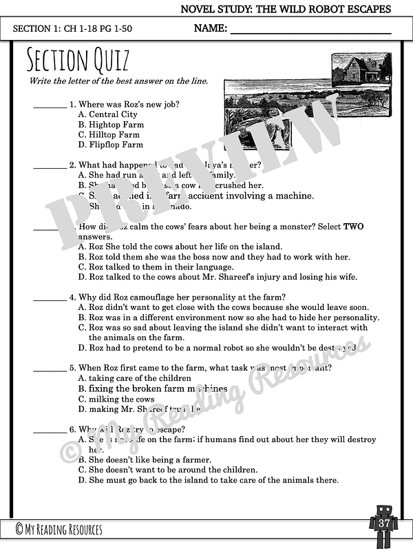 The Wild Robot Escapes Novel Study - My Reading Resources