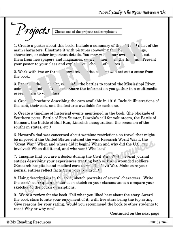 The River Between Us Novel Study - My Reading Resources