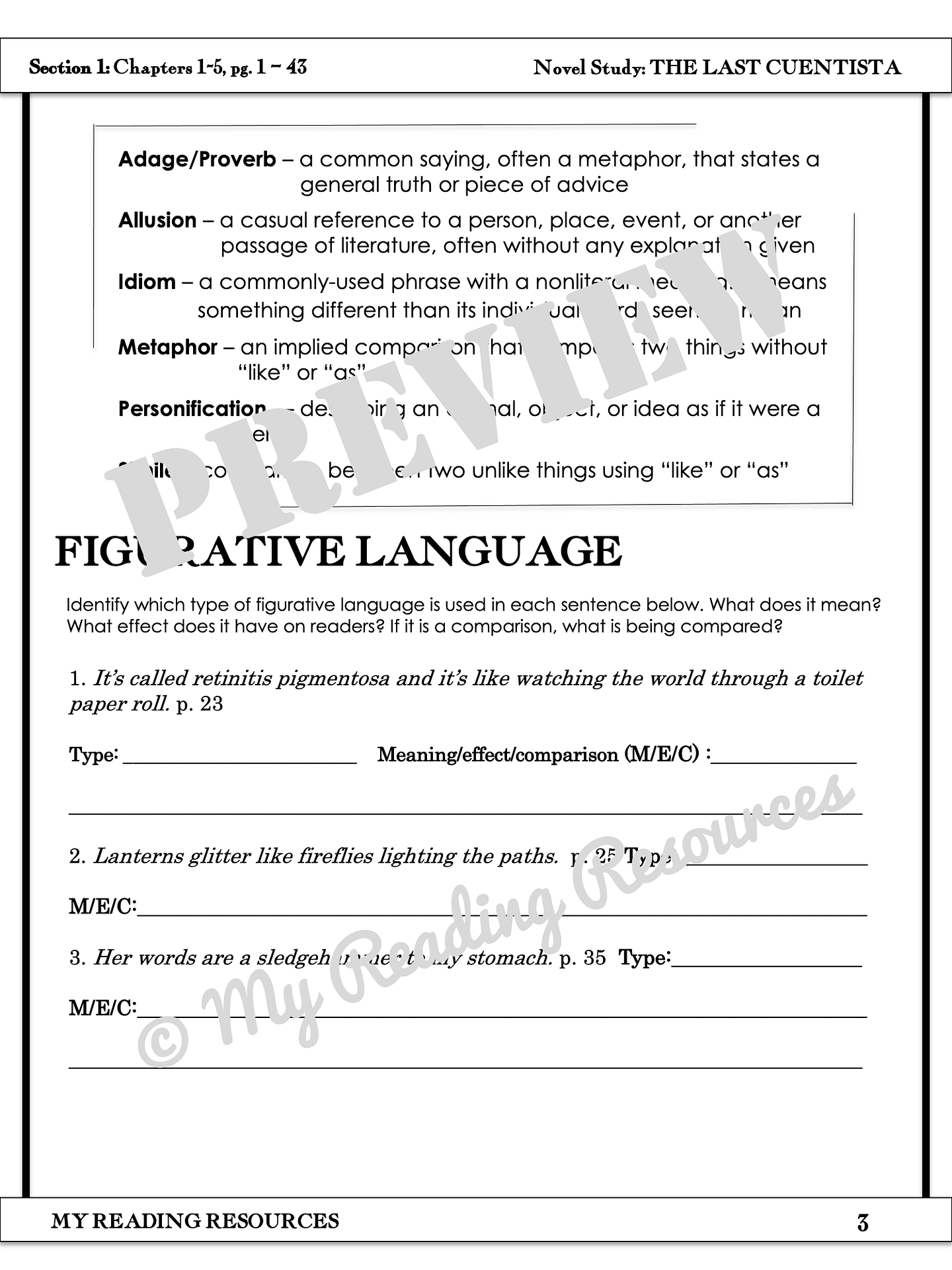 The Last Cuentista Novel Study - My Reading Resources