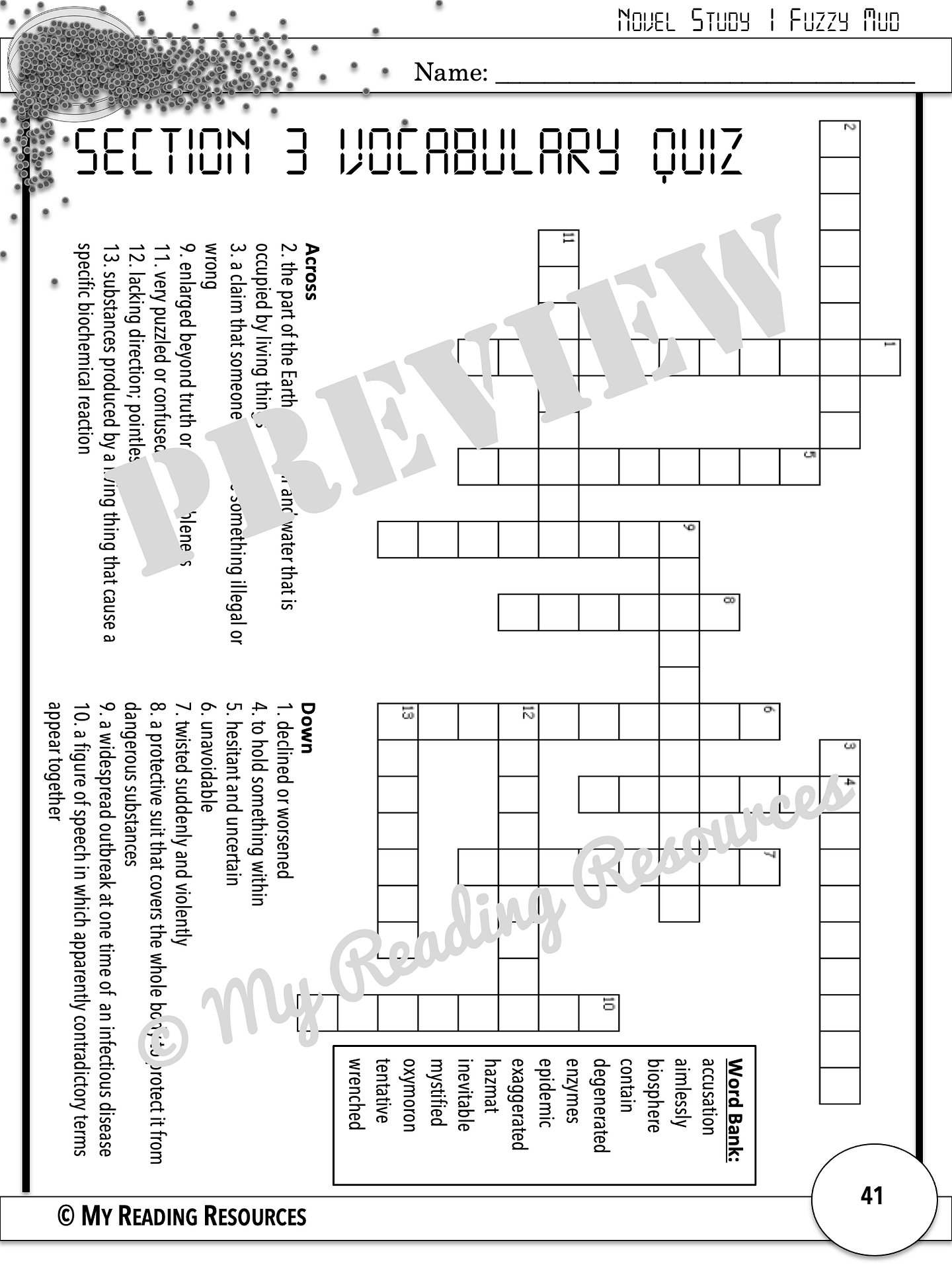 Fuzzy Mud Novel Study - My Reading Resources