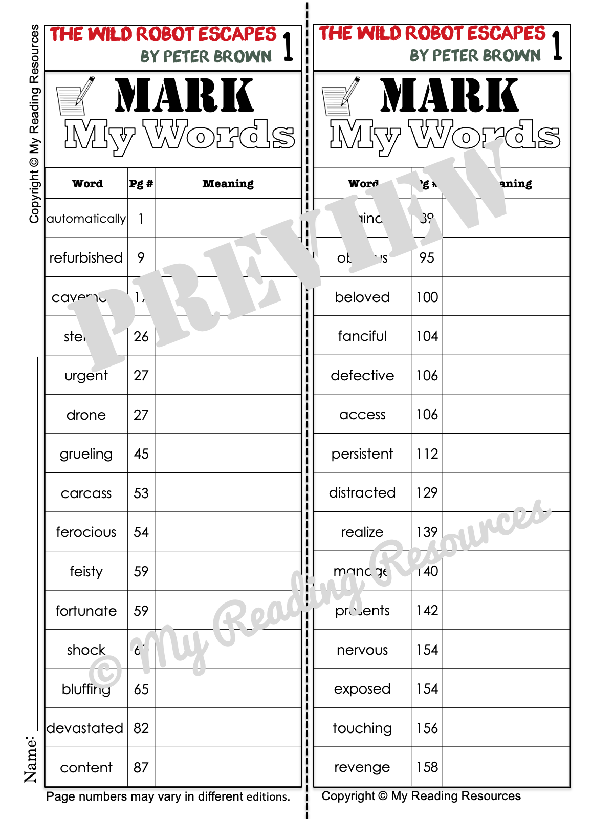 The Wild Robot Escapes Novel Study - My Reading Resources