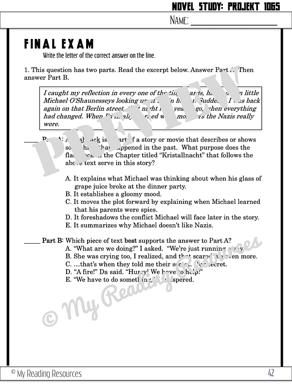 Projekt 1065 Novel Study - My Reading Resources