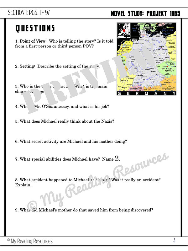 Projekt 1065 Novel Study - My Reading Resources