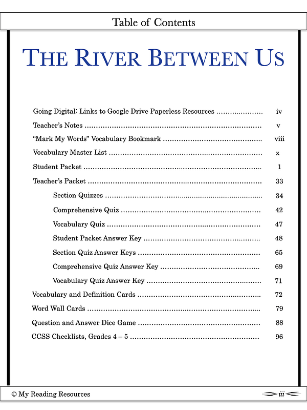 The River Between Us Novel Study - My Reading Resources