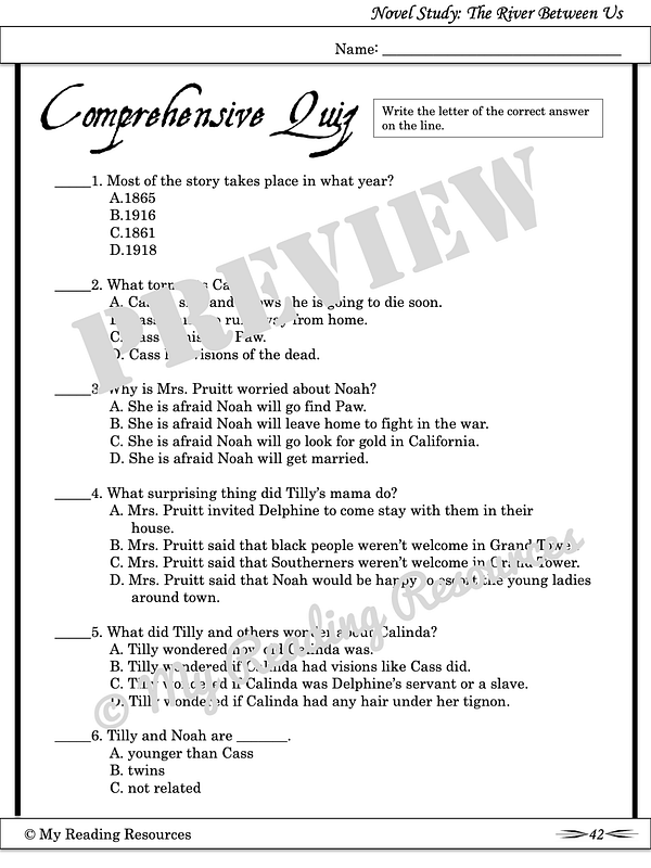 The River Between Us Novel Study - My Reading Resources