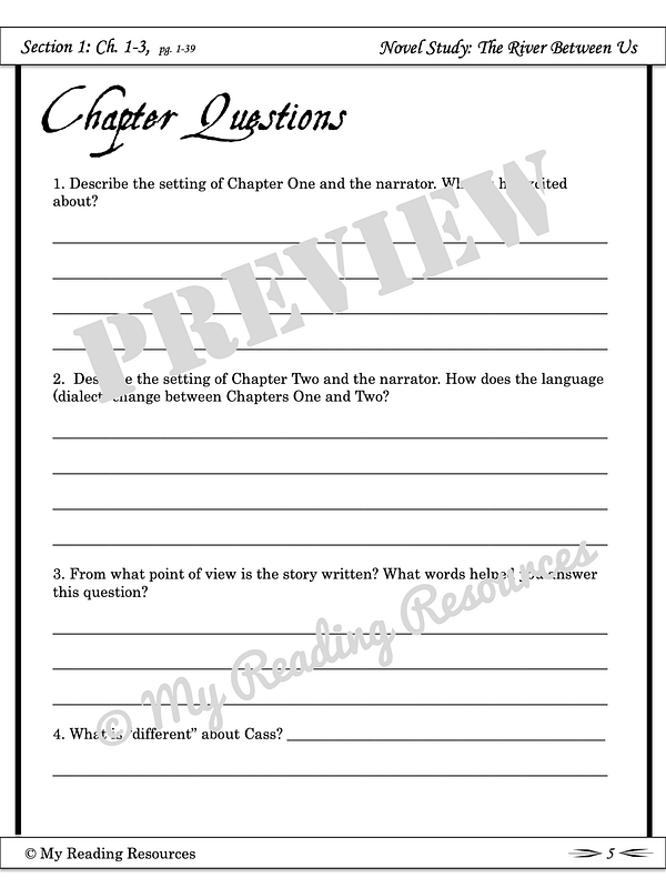 The River Between Us Novel Study - My Reading Resources