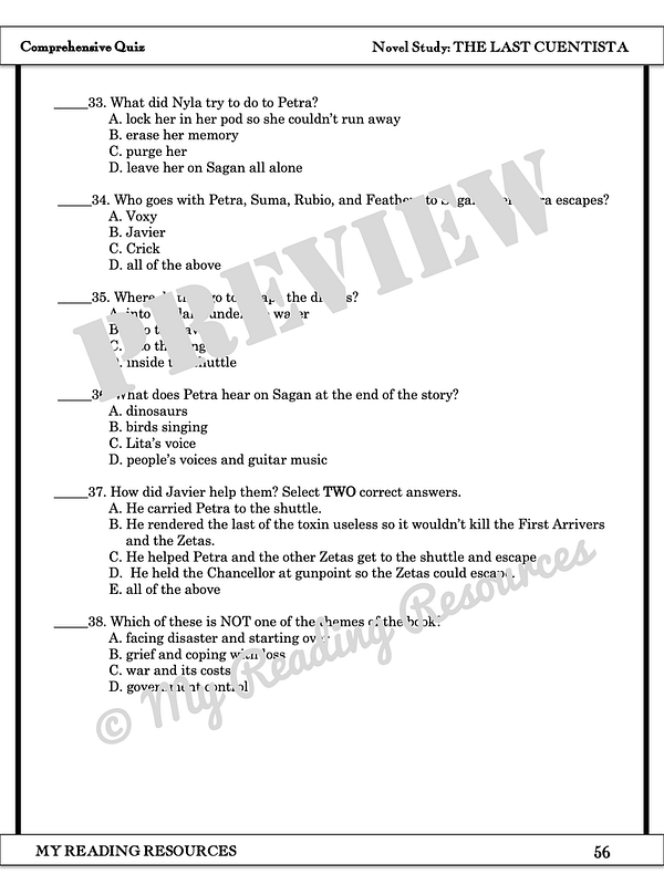 The Last Cuentista Novel Study - My Reading Resources