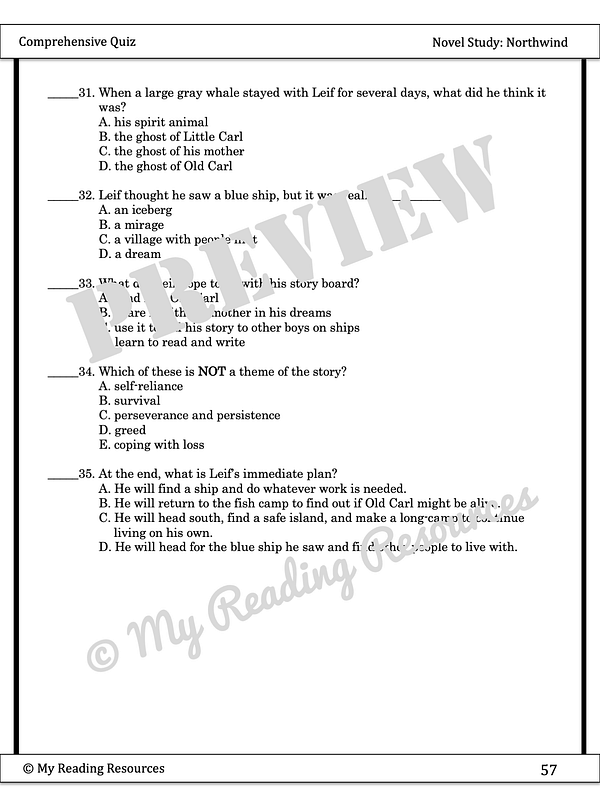 Northwind Novel Study - My Reading Resources