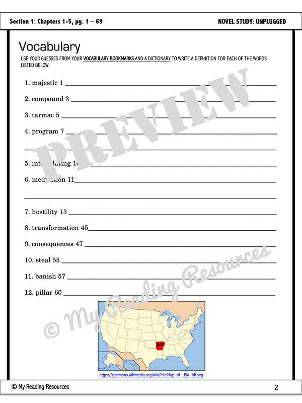 Unplugged Student Worksheet Packet - My Reading Resources