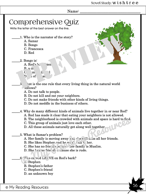 Wishtree Novel Study - My Reading Resources