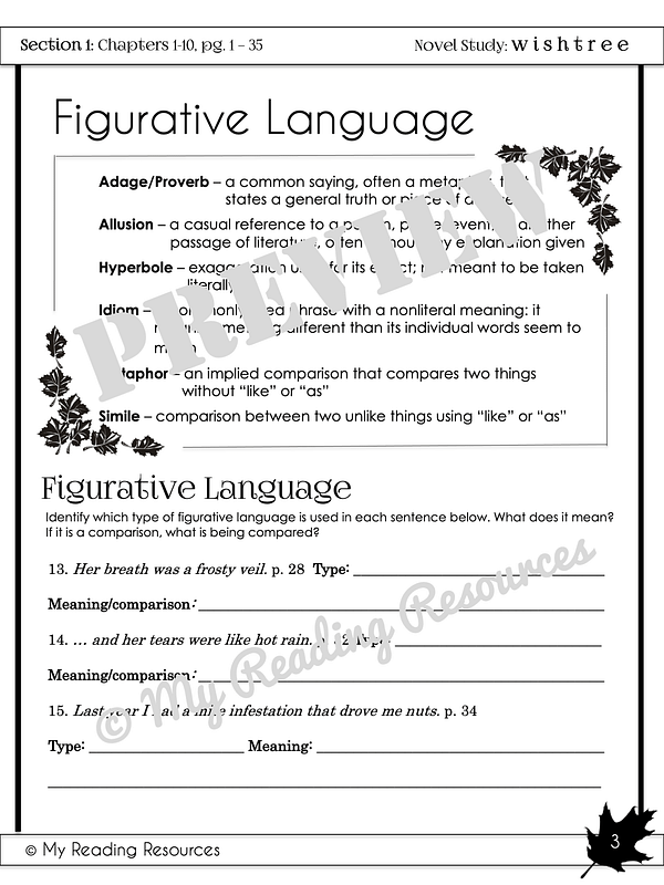 Wishtree Student Worksheet Packet - My Reading Resources