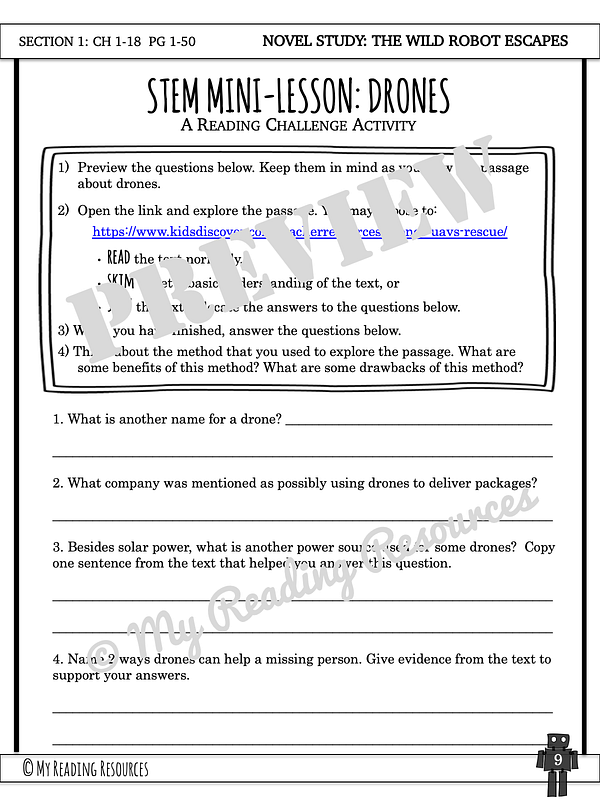 The Wild Robot Escapes Novel Study - My Reading Resources