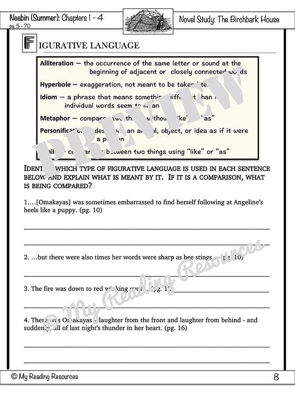 The Birchbark House Novel Study - My Reading Resources