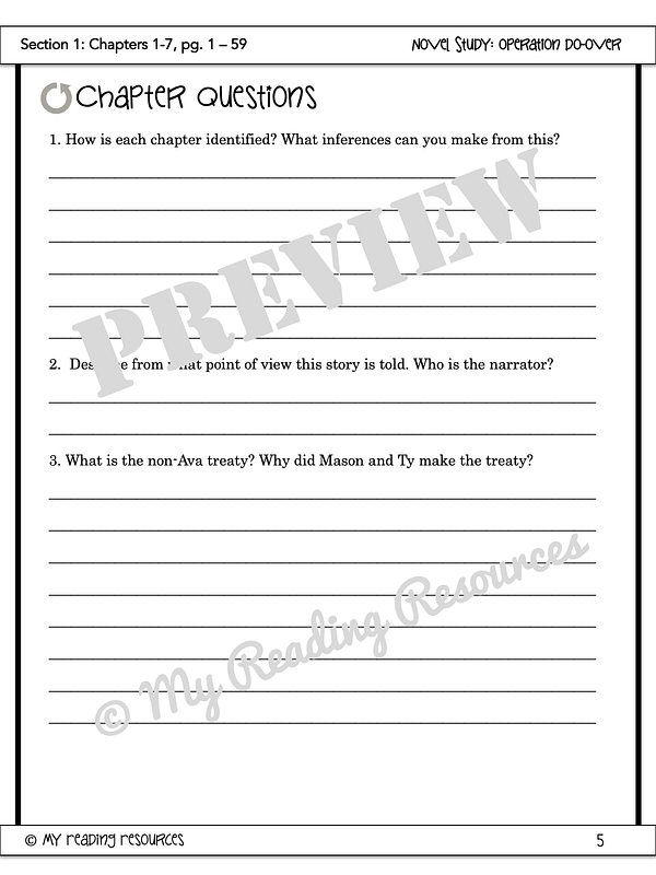 Operation Do-Over Novel Study - My Reading Resources