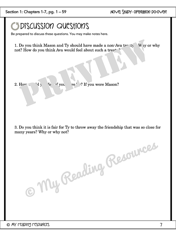 Operation Do-Over Novel Study - My Reading Resources