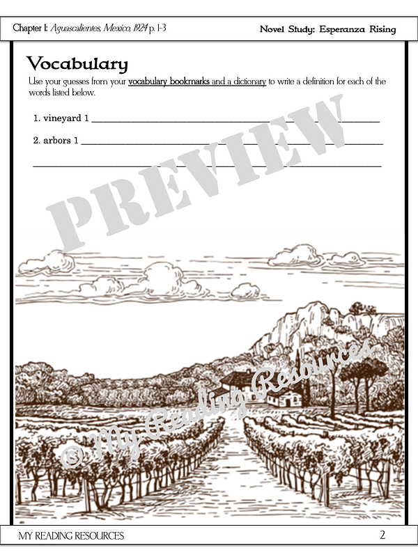 Esperanza Rising Novel Study - My Reading Resources