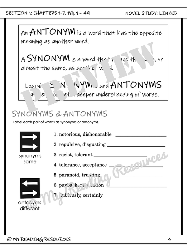 Linked Student Worksheet Packet - My Reading Resources