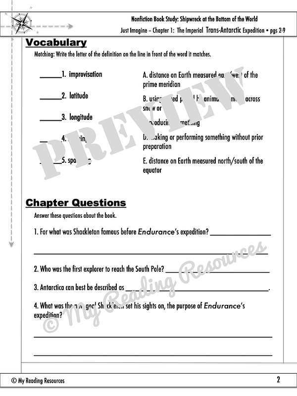 Shipwreck at the Bottom of the World Student Worksheet Packet - My ...