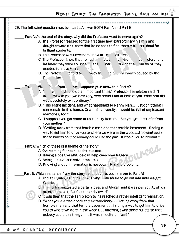 The Templeton Twins Have an Idea Novel Study - My Reading Resources