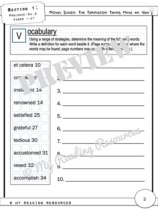 The Templeton Twins Have an Idea Novel Study - My Reading Resources