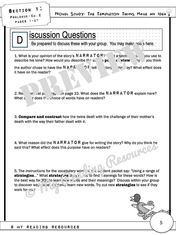 The Templeton Twins Have an Idea Novel Study - My Reading Resources
