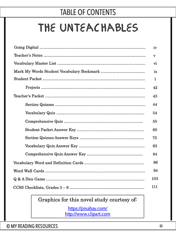 The Unteachables Novel Study - My Reading Resources