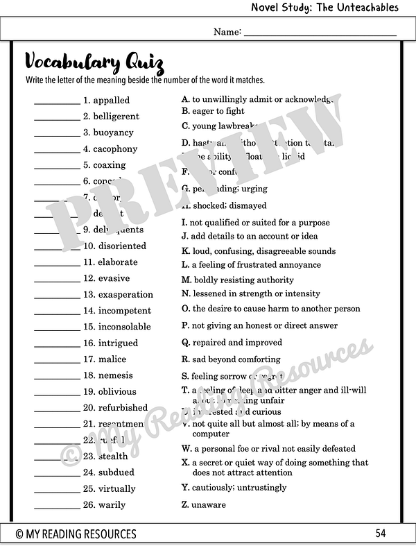 The Unteachables Novel Study - My Reading Resources