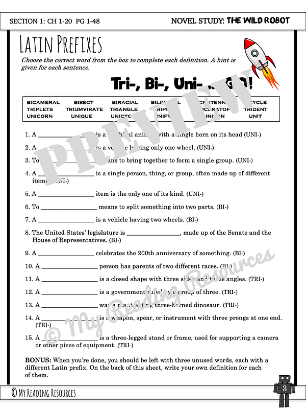 The Wild Robot Novel Study - My Reading Resources