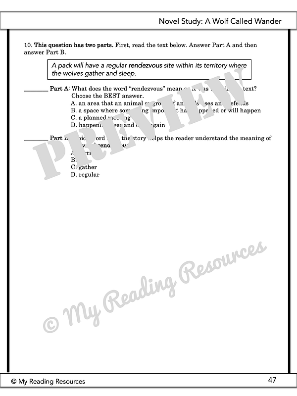 A Wolf Called Wander Novel Study - My Reading Resources