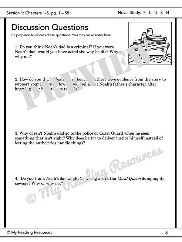 Flush Novel Study - My Reading Resources