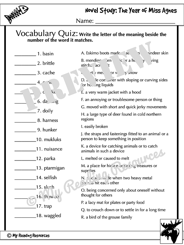 The Year of Miss Agnes Novel Study - My Reading Resources