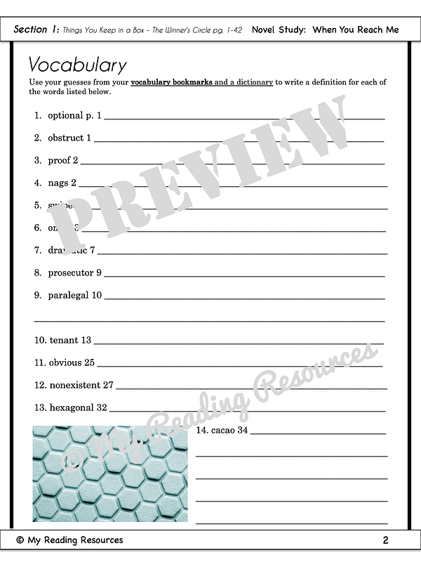 When You Reach Me Novel Study - My Reading Resources