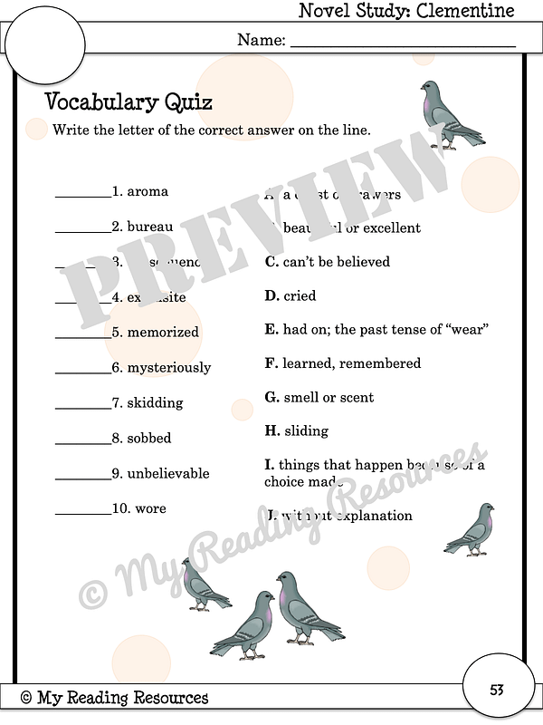 Clementine Novel Study - My Reading Resources