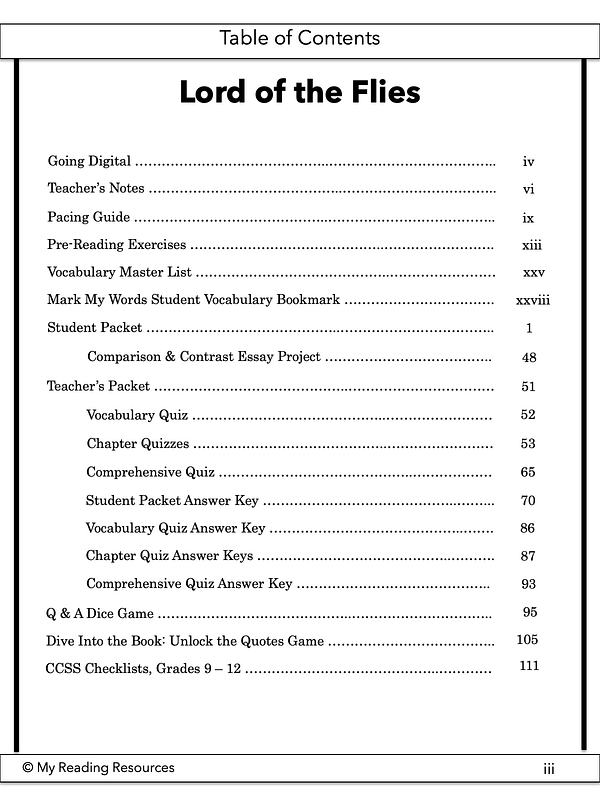 Lord of the Flies Novel Study - My Reading Resources